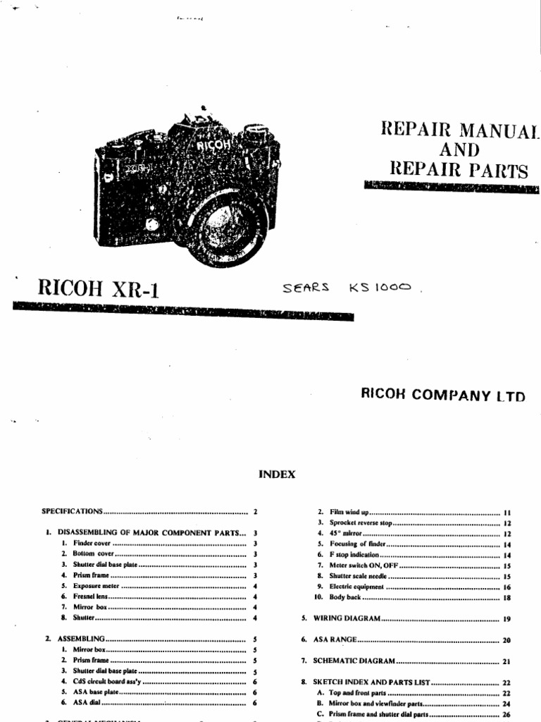 Ricoh XR1 Sears KS1000 Repair | PDF