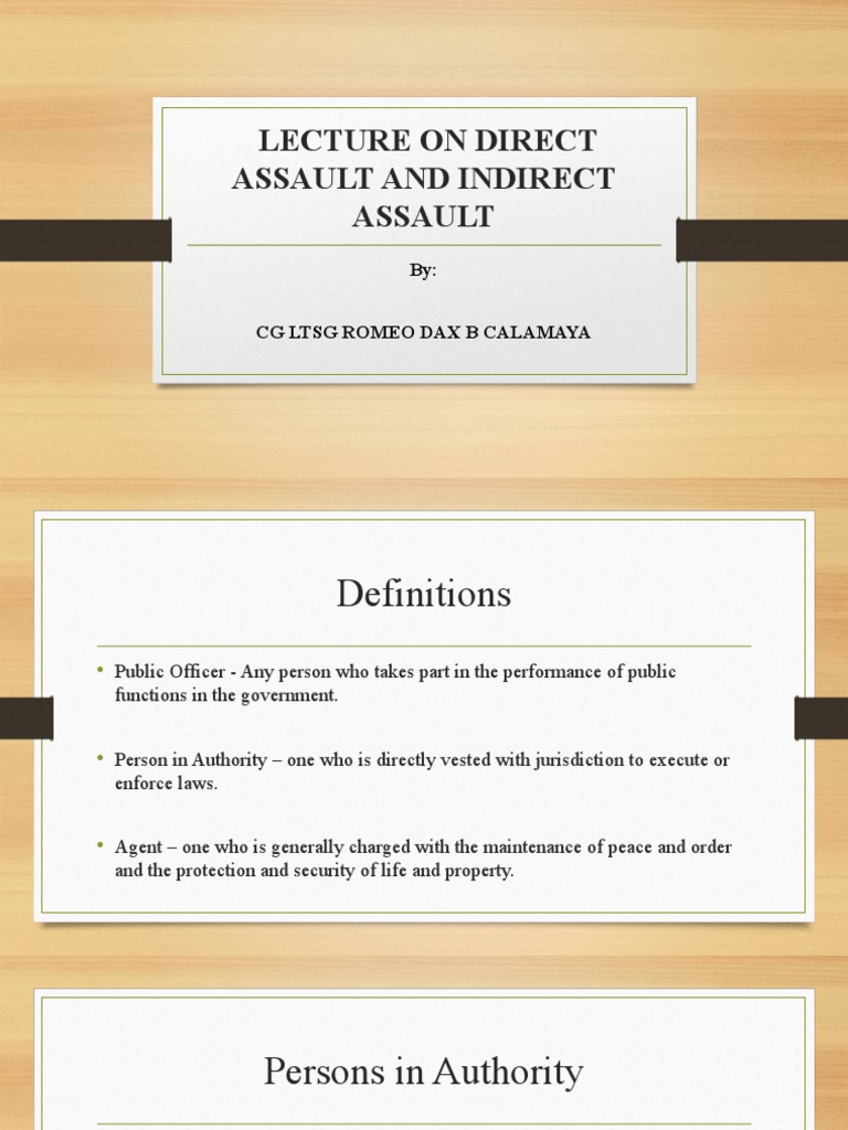 Direct Assault and Indirect Assault | PDF | Assault | Justice