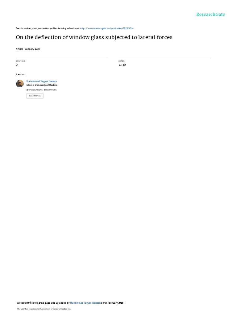 Deflection of window glass under lateral forces | PDF | Building ...