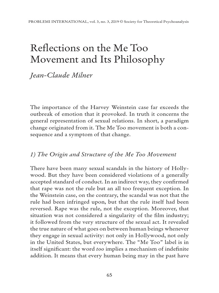 JC Milner - Reflections On The Me Too Movement and Its Philosophy | PDF ...