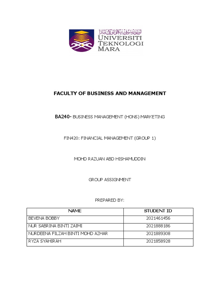 Fin420 Group Assignment | PDF