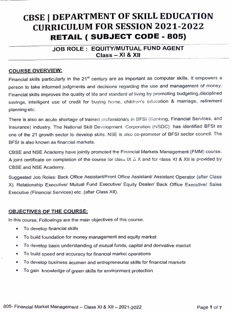 Finacial Market & Management Syllabus | PDF | Financial Markets ...