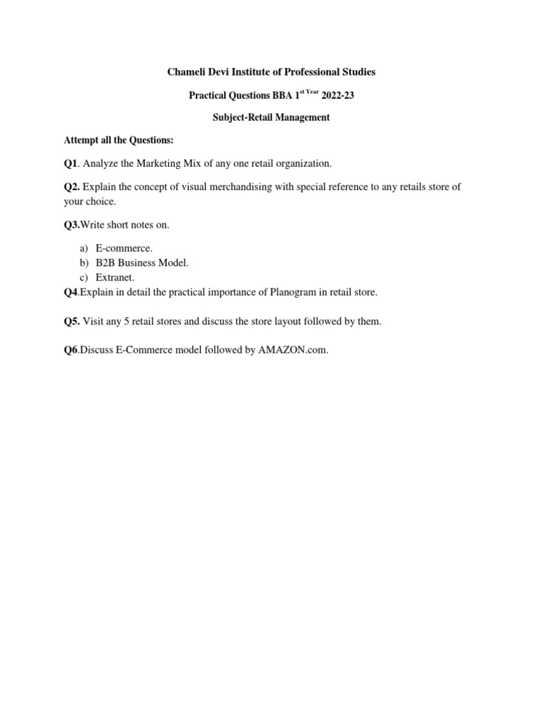 Practical Assignment Questions BBA 1st | PDF