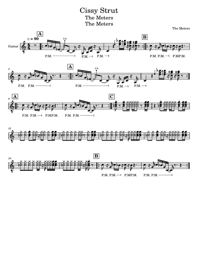 Guitar Tab for "Cissy Strut" | PDF | American Musical Groups | Funk