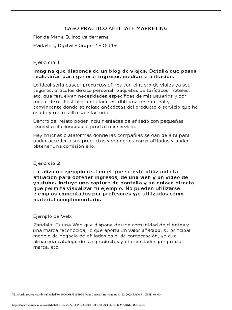 Caso PR Ctico Affiliate Marketing | PDF | Youtube | Publicidad