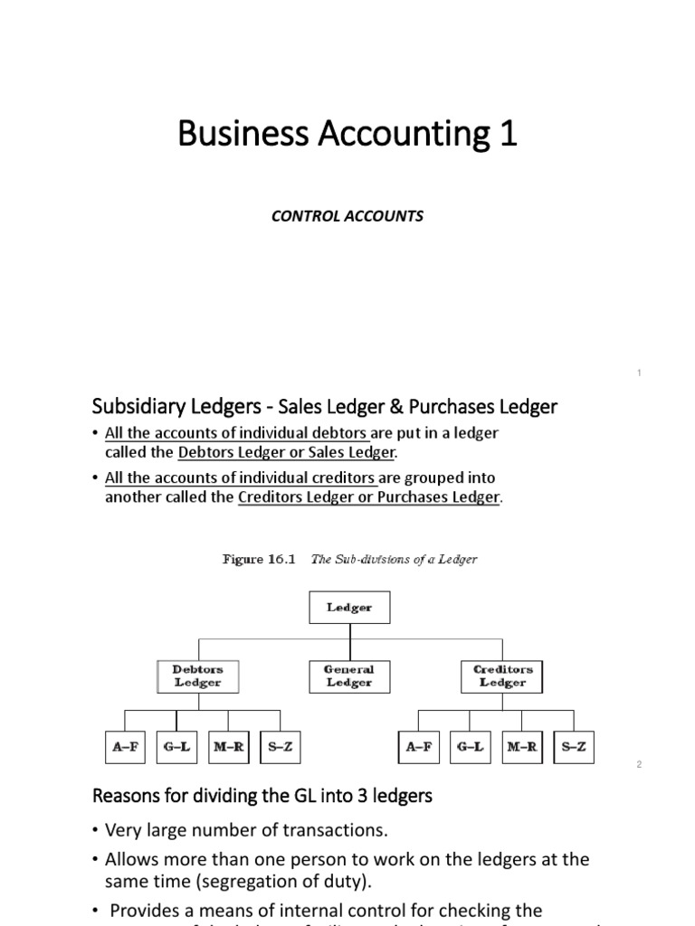 Lecture 3.2 - Control Accounts | PDF | Ledger | Creditor Lecture 3.2 - Control Accounts | PDF | Ledger | Creditor