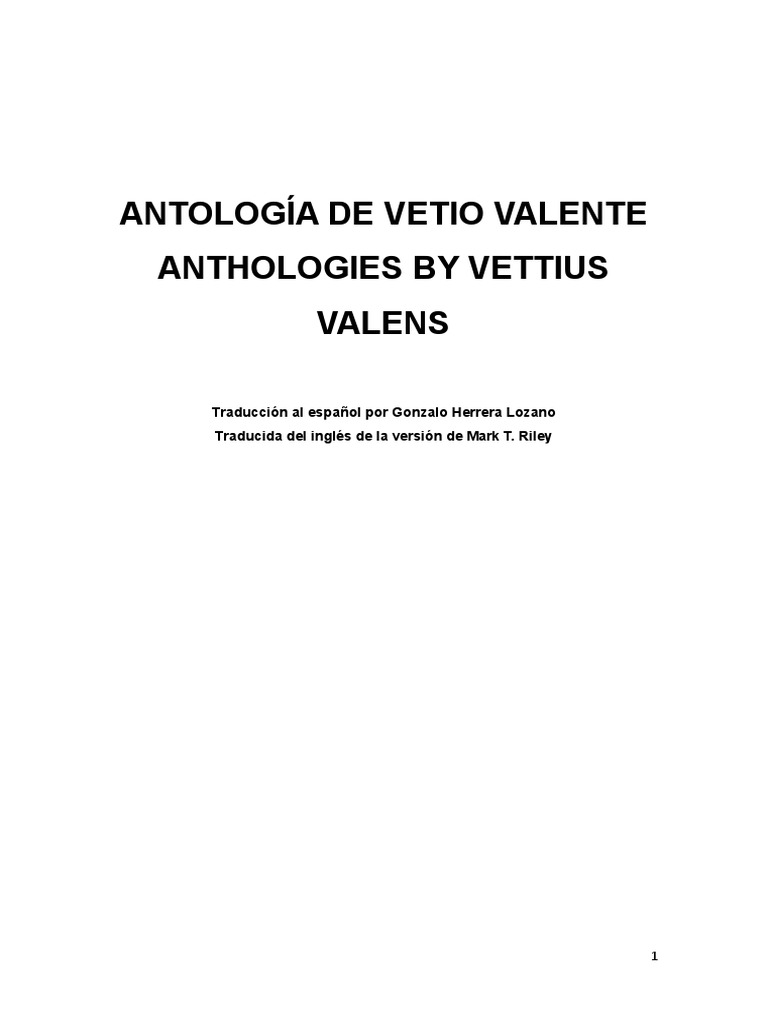 Antología de Vetio Valente en Español | PDF