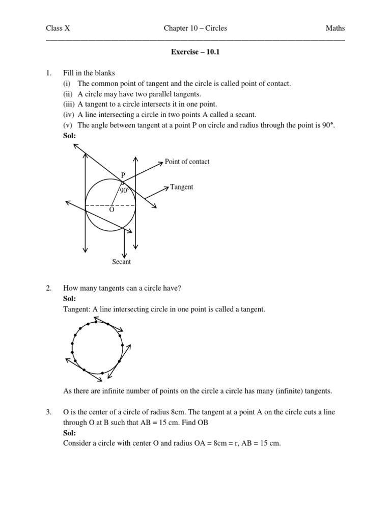 Chapter 10 Circles | PDF | Circle | Perpendicular