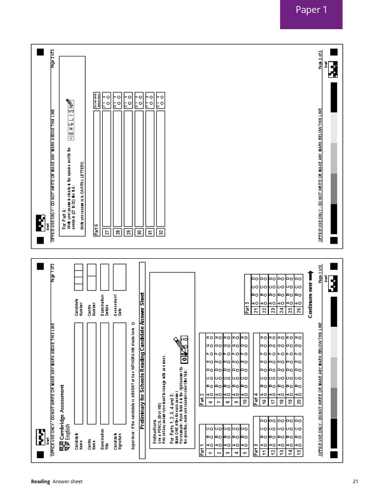Answer Sheet Reading and Writing | PDF