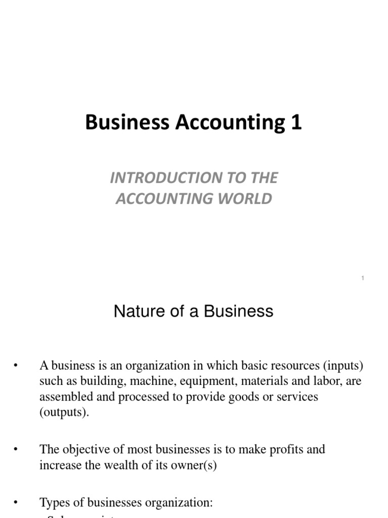 Lecture 1 - Introduction To Accounting | PDF | Financial Accounting ...