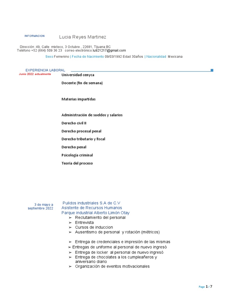CV Lucia Reyes Martinez (Correcto | PDF