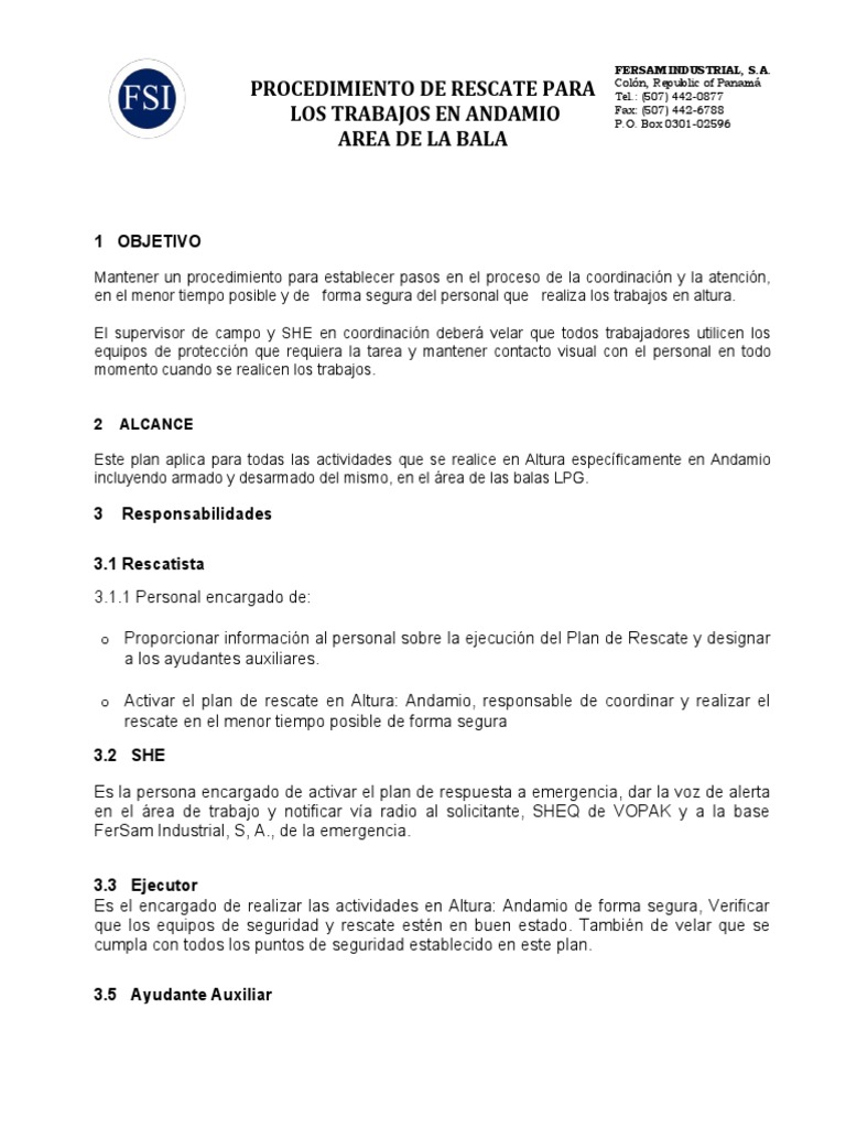 Procedimiento de Rescate en Andamio | PDF | Primeros auxilios Procedimiento de Rescate en Andamio | PDF | Primeros auxilios