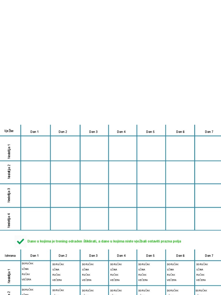 Tabela Za Pracenje Napretka - FITNESS - RDS | PDF