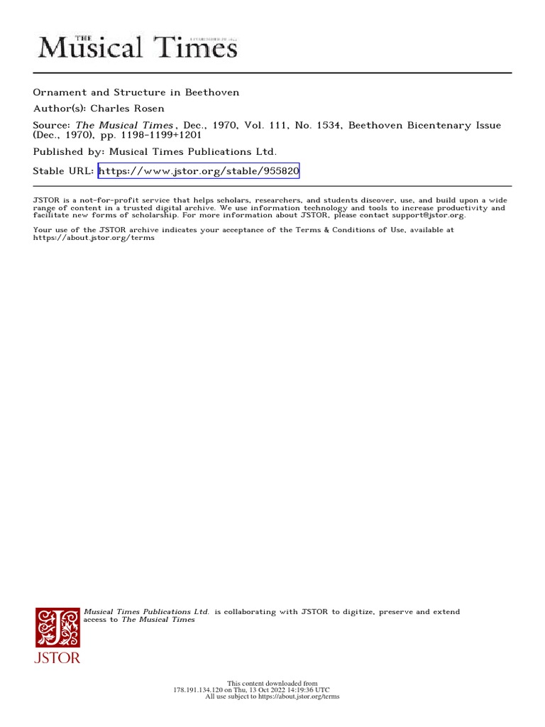 Ornament and Structure in Beethoven Charles Rosen | PDF | Ludwig Van ...