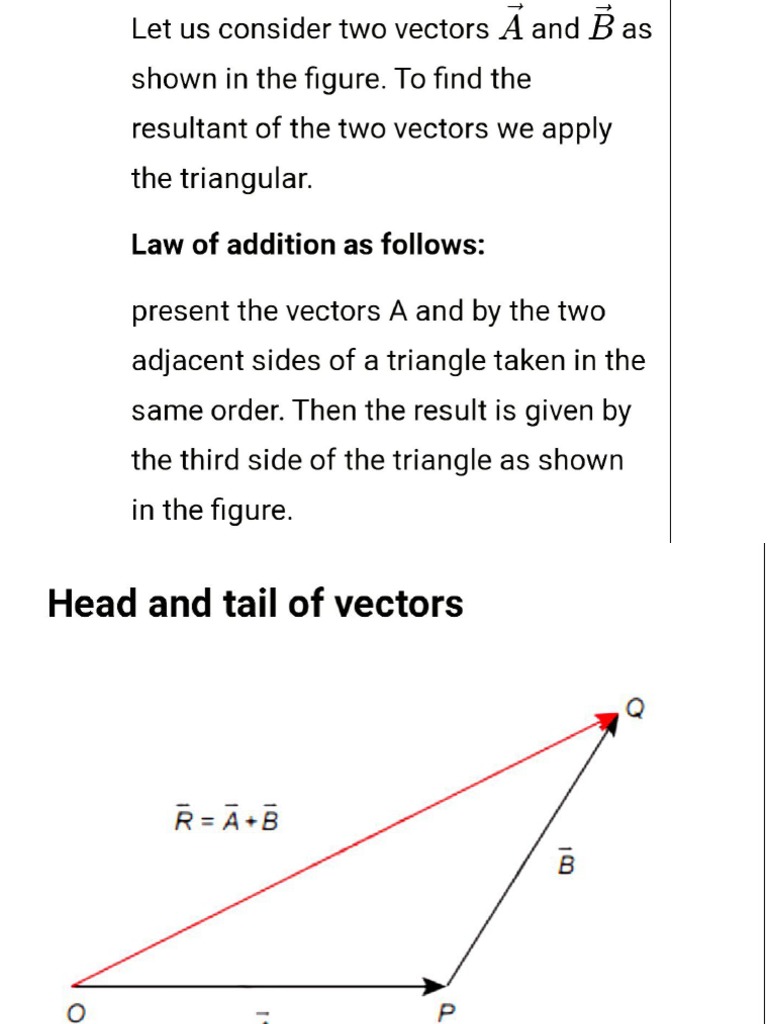 Triangular Law of Vector Addition | PDF