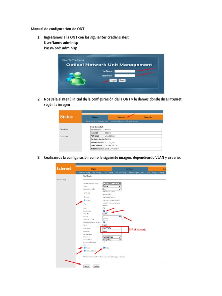 Manual de Configuracion ONT DATA, ZP y Bestcom | PDF
