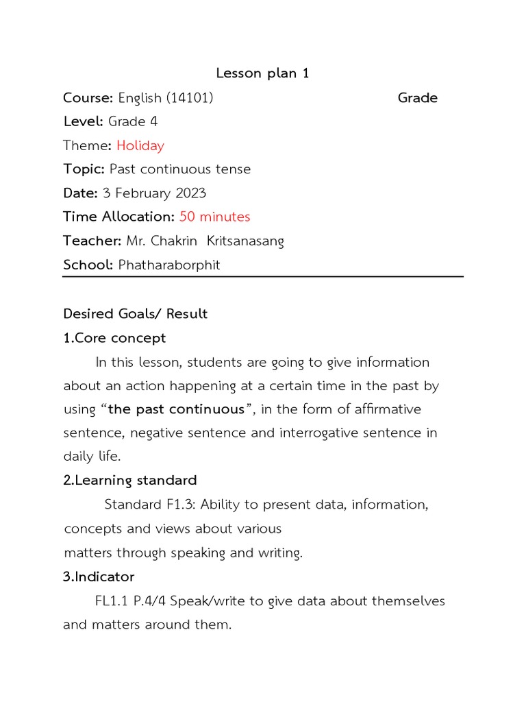 Primary Lesson Plan | Download Free PDF | Lesson Plan | Vocabulary