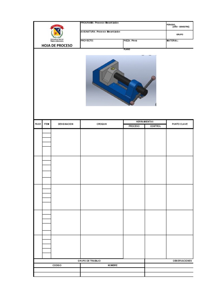 Formato Hoja de Proceso | PDF