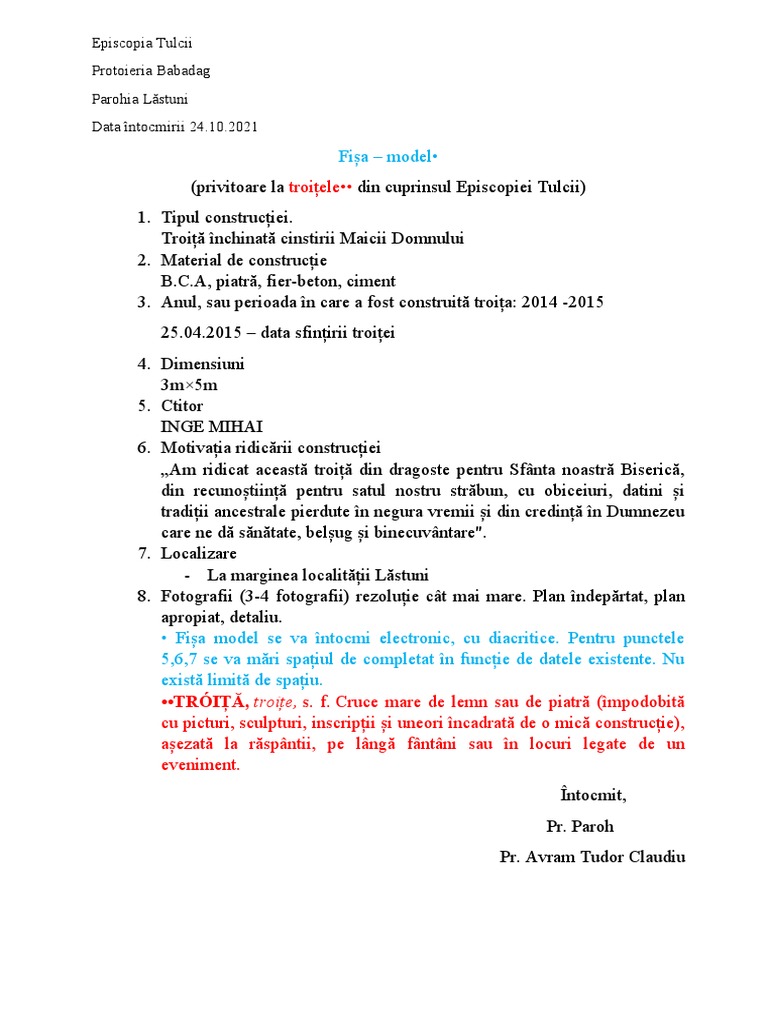 Fisa Model Troita | PDF