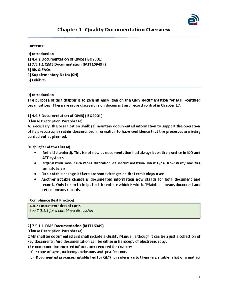 IATF16949+Chapter+1 +QMS+Documentation+Overview | PDF | Iso 9000 ...