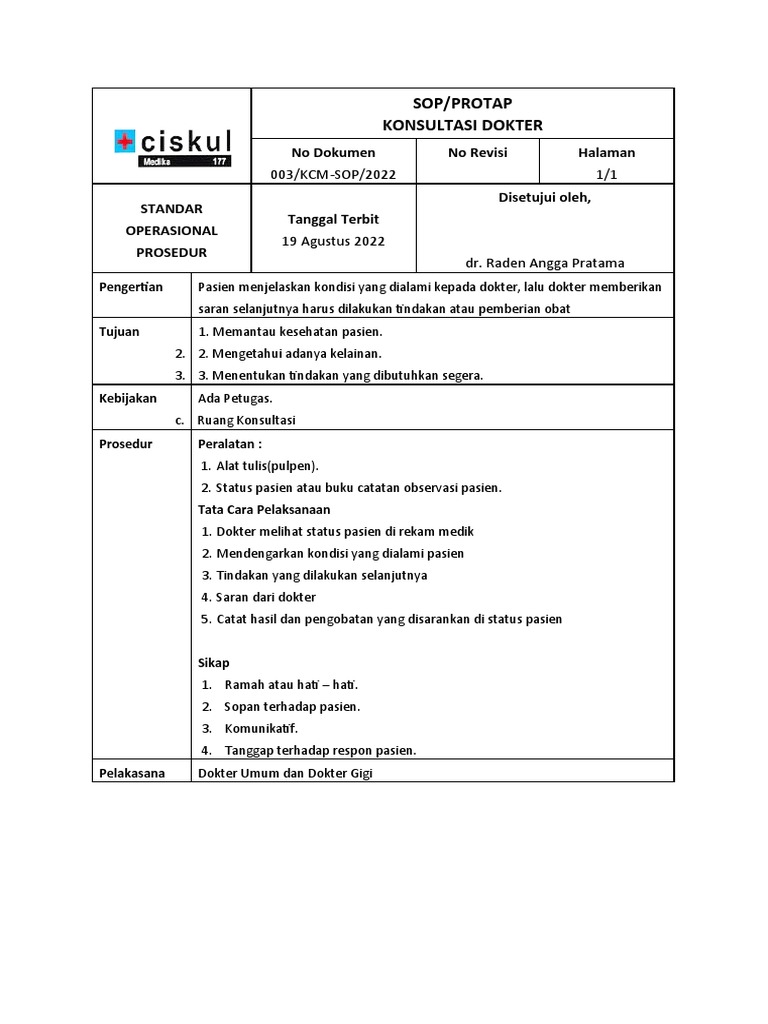 Sop 03 Konsultasi Dokter | PDF | Teknologi & Rekayasa