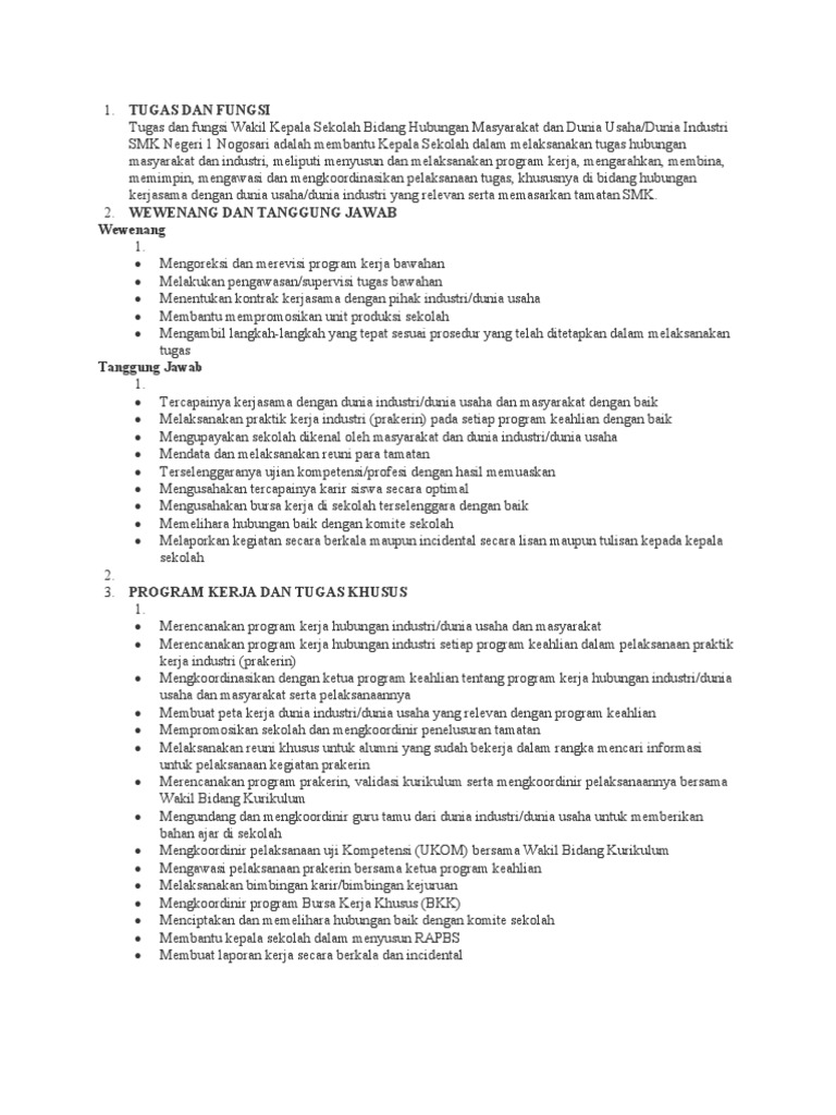Tupoksi Humas SMK | PDF