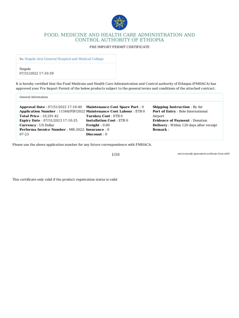 Pre Import Permit Certificate Equipment | PDF | Technology & Engineering