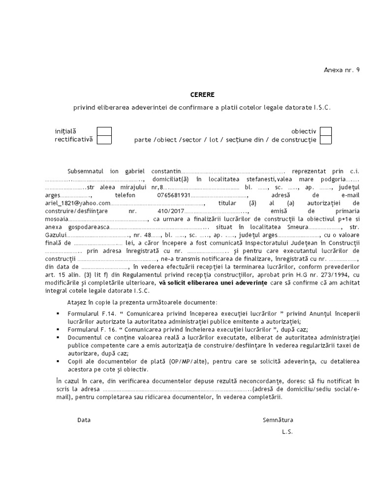 Cerere Adeverinta - Nou Copie | PDF