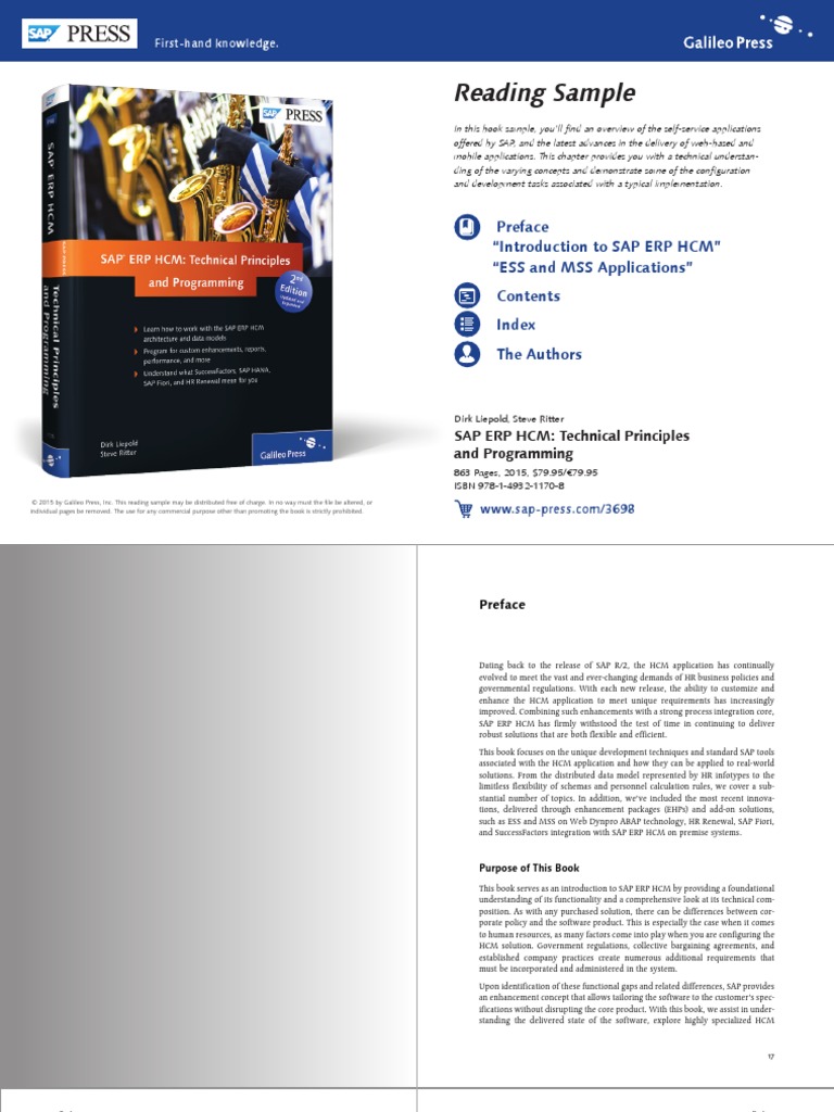 Reading Sample Sappress 1170 SAP ERP HCM Technical Principles and Programming Updated | PDF ...