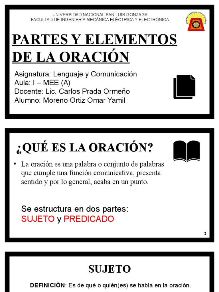 Estructura y partes de la oración | PDF | Asunto (gramática) | Verbo