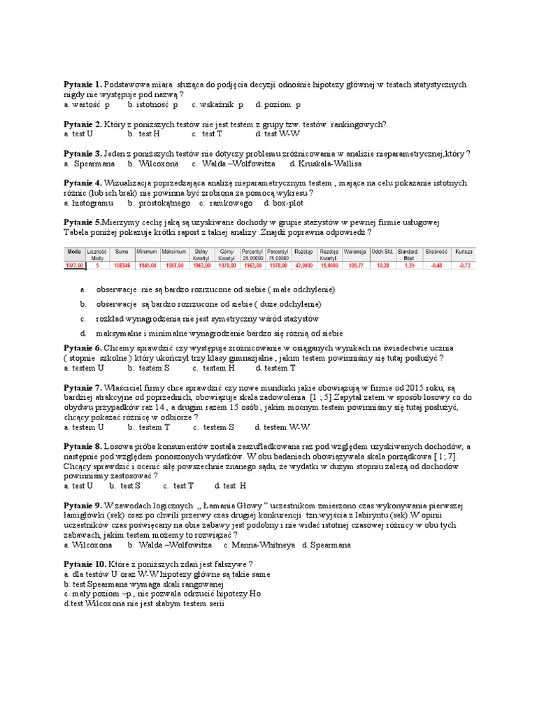 Psychometria Egzamin Luty2016 | PDF
