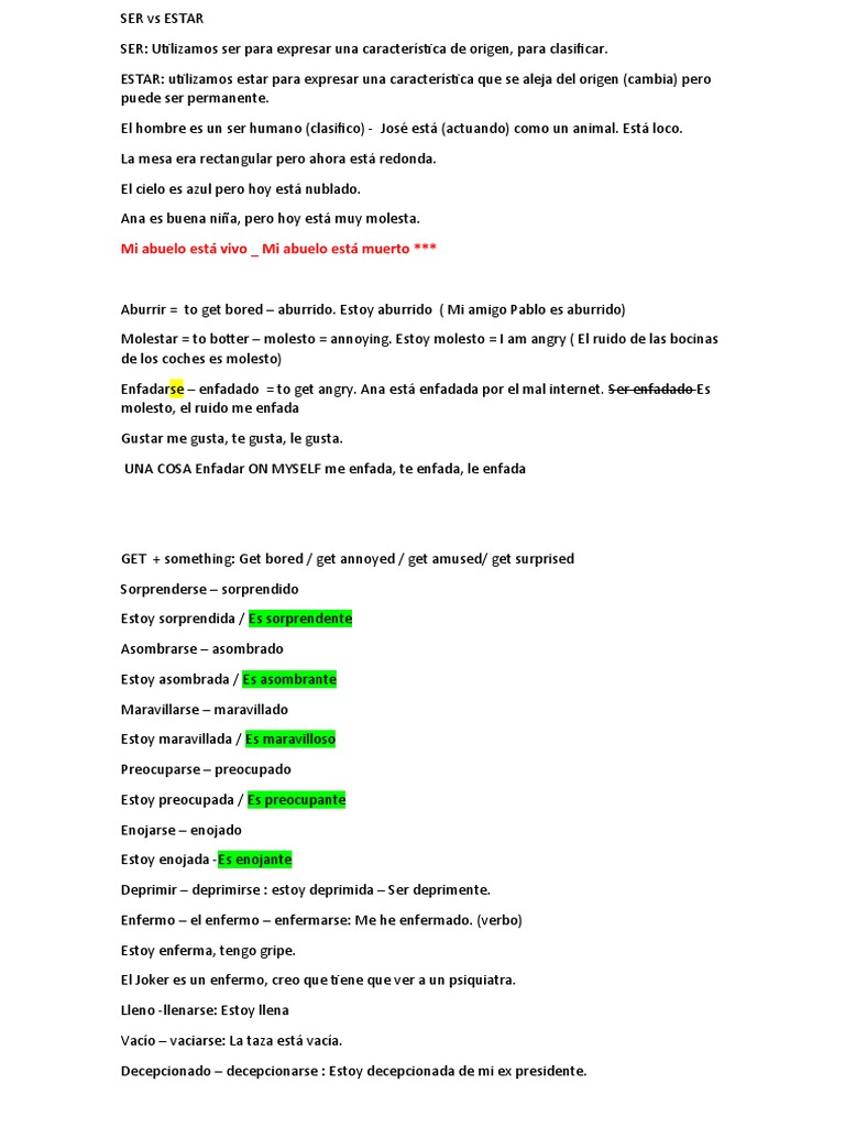 Ejercicios Con El Verbo Ser y Estar y Sus Diferentes Usos | PDF