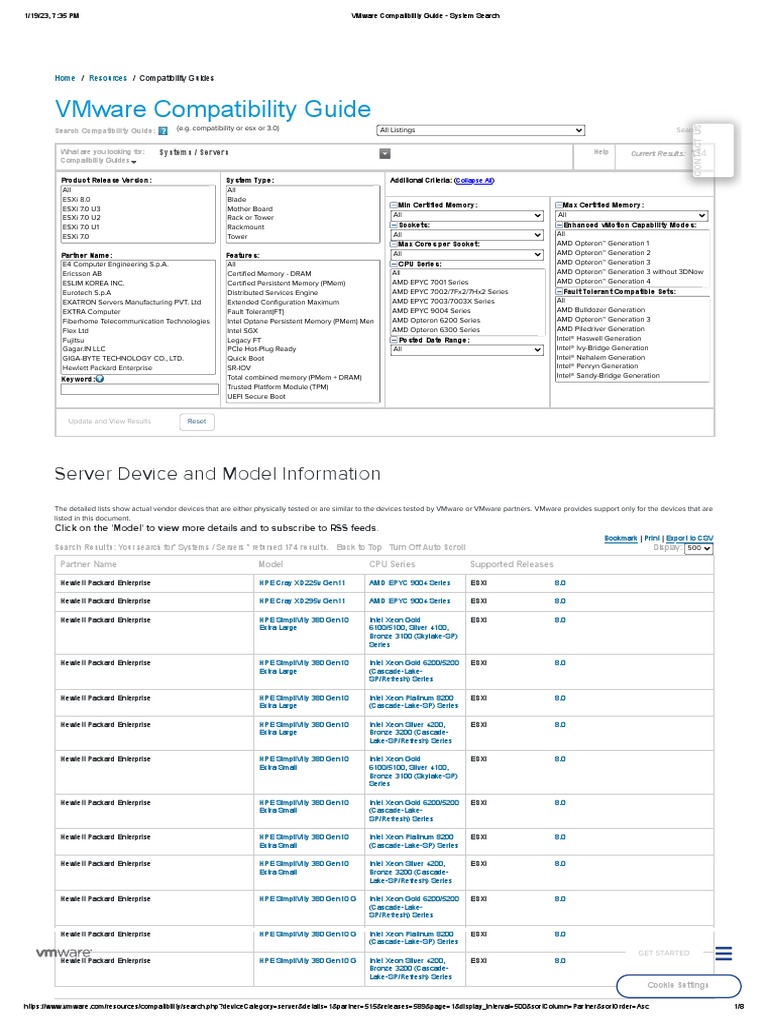 Vmware Compatibility Guide System Search Pdf Advanced Micro Devices Computer Architecture