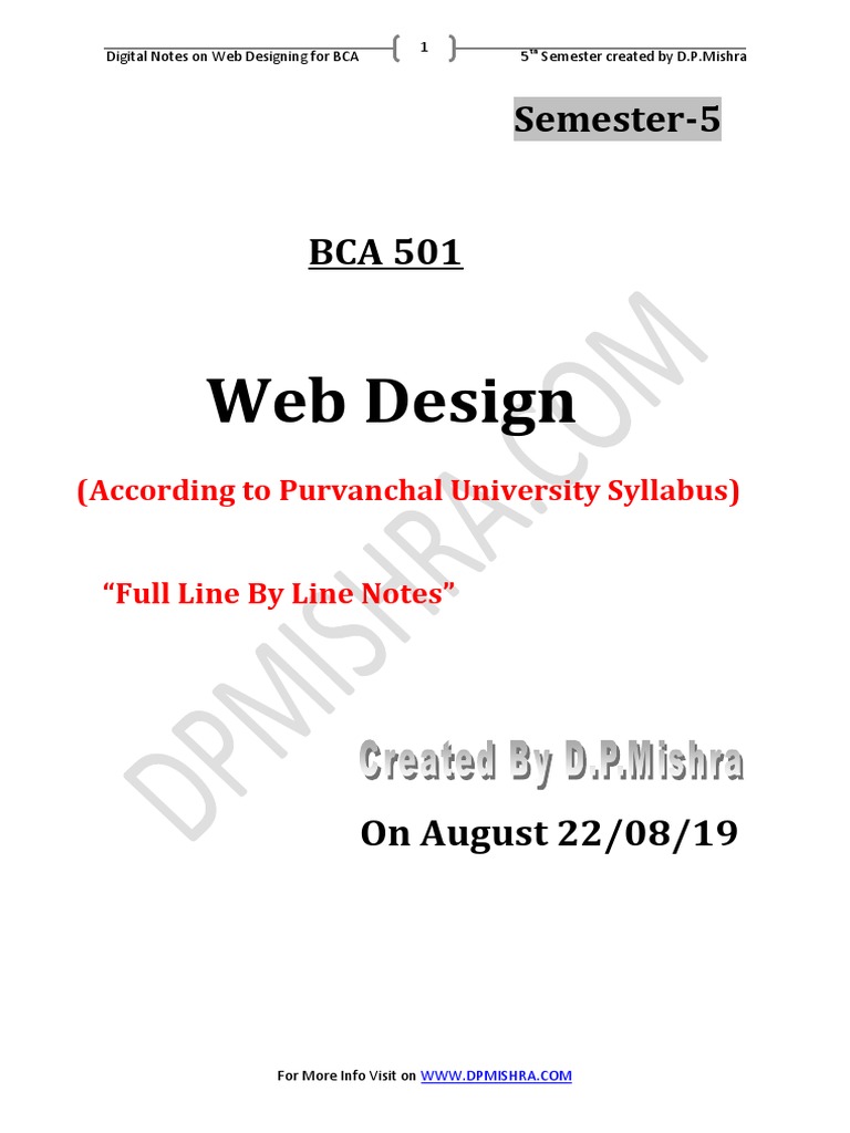 Web Design Notes For BCA 5th Sem 2019 PDF | PDF | World Wide Web ...