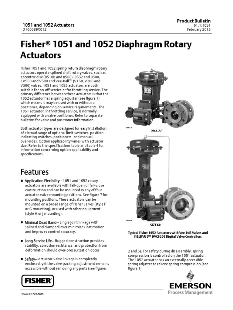Fisher 1051 & 1052 Actuator | PDF | Valve | Actuator