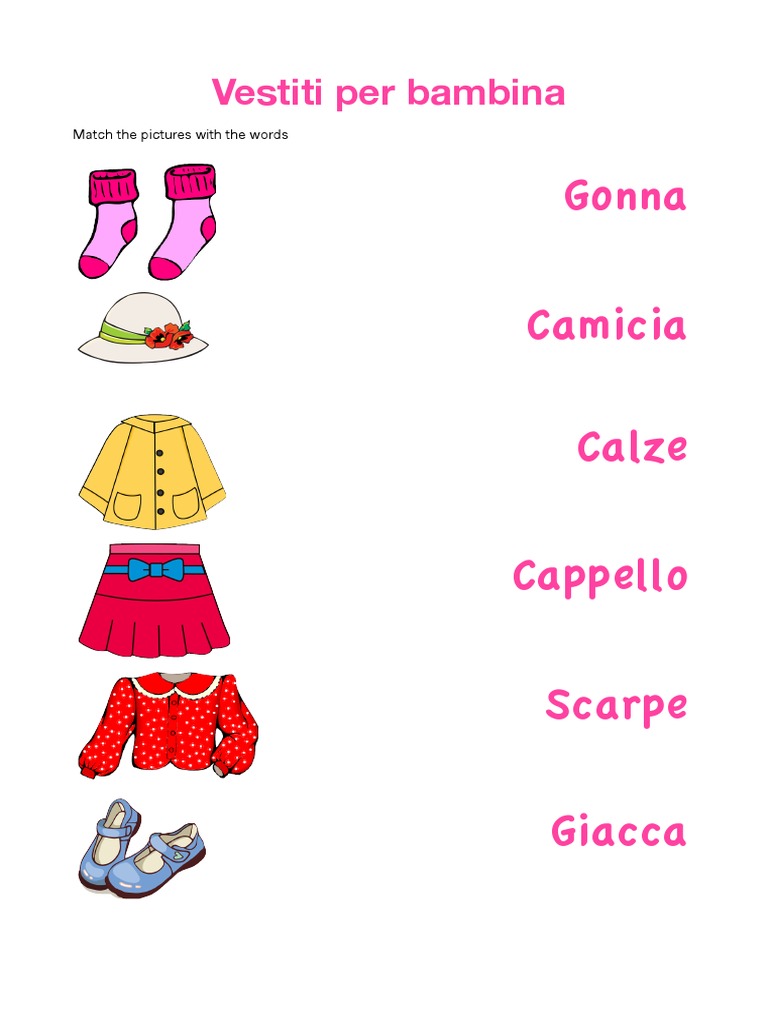Italian Clothing Vocabulary For Children or Beginners | PDF