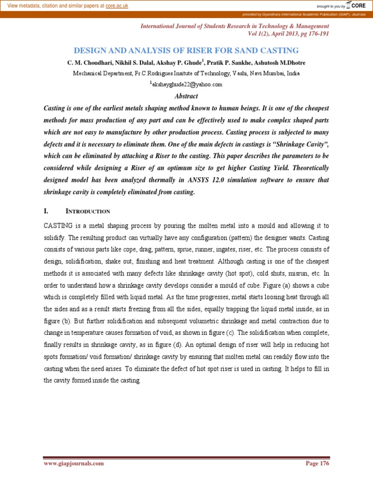 Sand Casting | PDF | Casting (Metalworking) | Mechanical Engineering