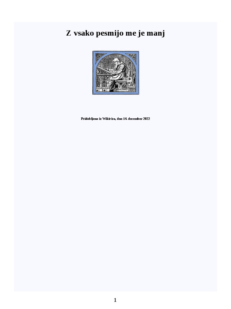Z Vsako Pesmijo Me Je Manj | PDF