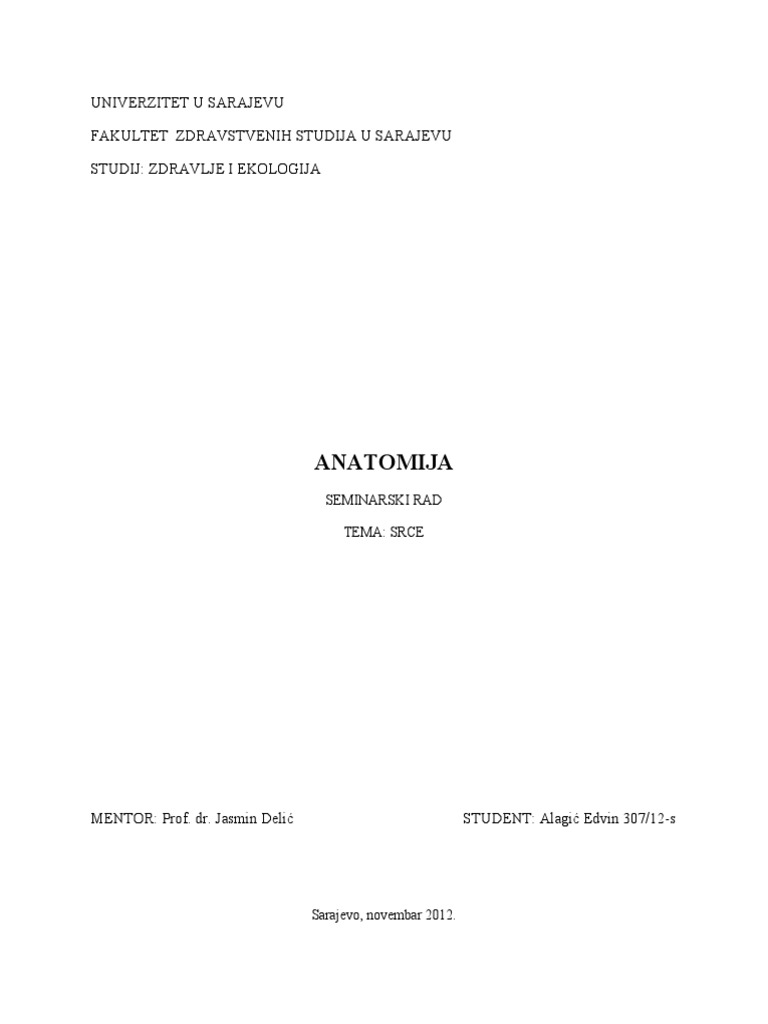 Seminarski Anatomija | PDF