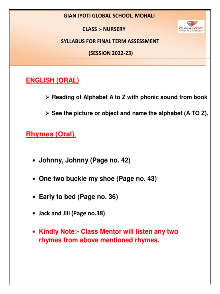 NURSERY | PDF | Language Arts & Discipline