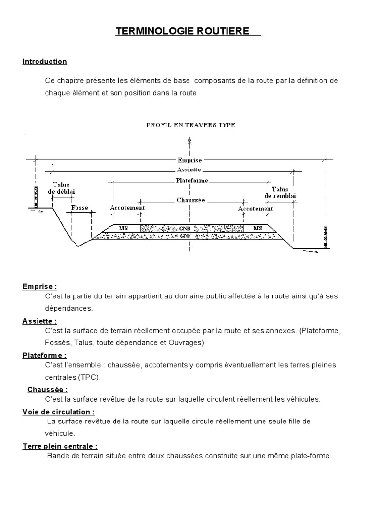 Terminologie des Éléments Routiers | PDF | Sciences et mathématiques