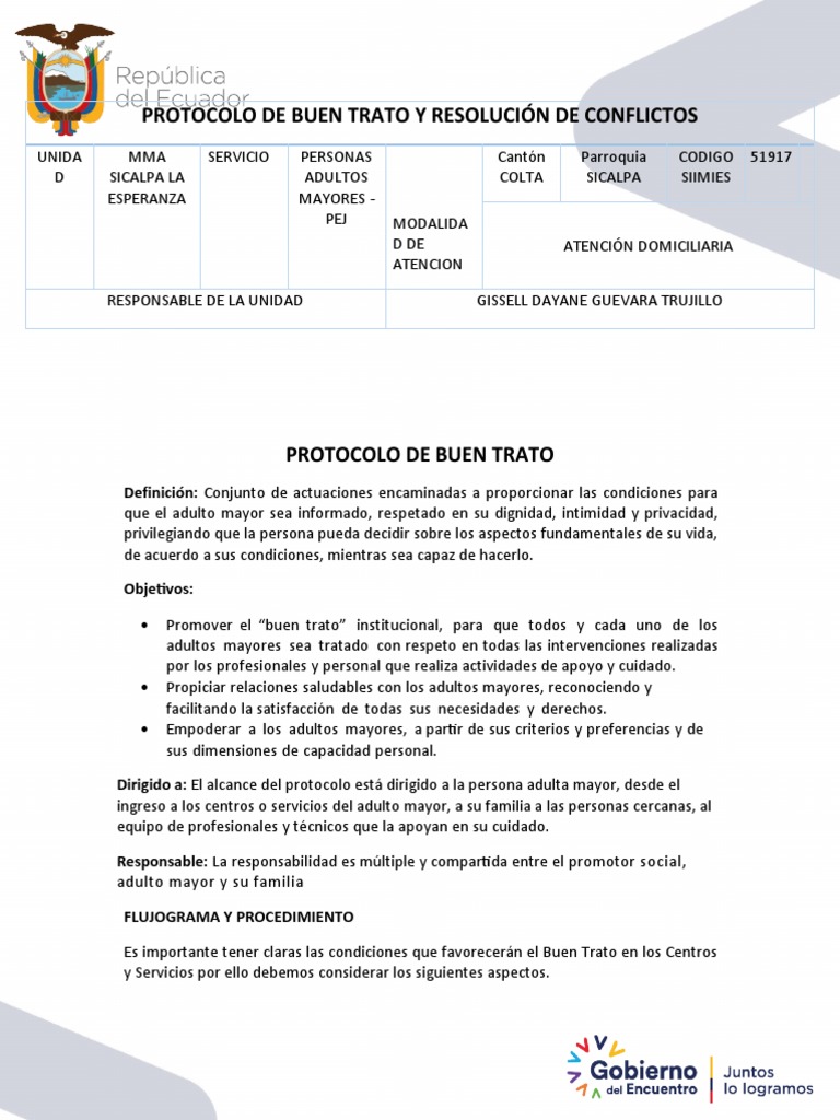 Protocolo de Buen Trato y Resolución de Conflictos | PDF | Vejez | Adultos