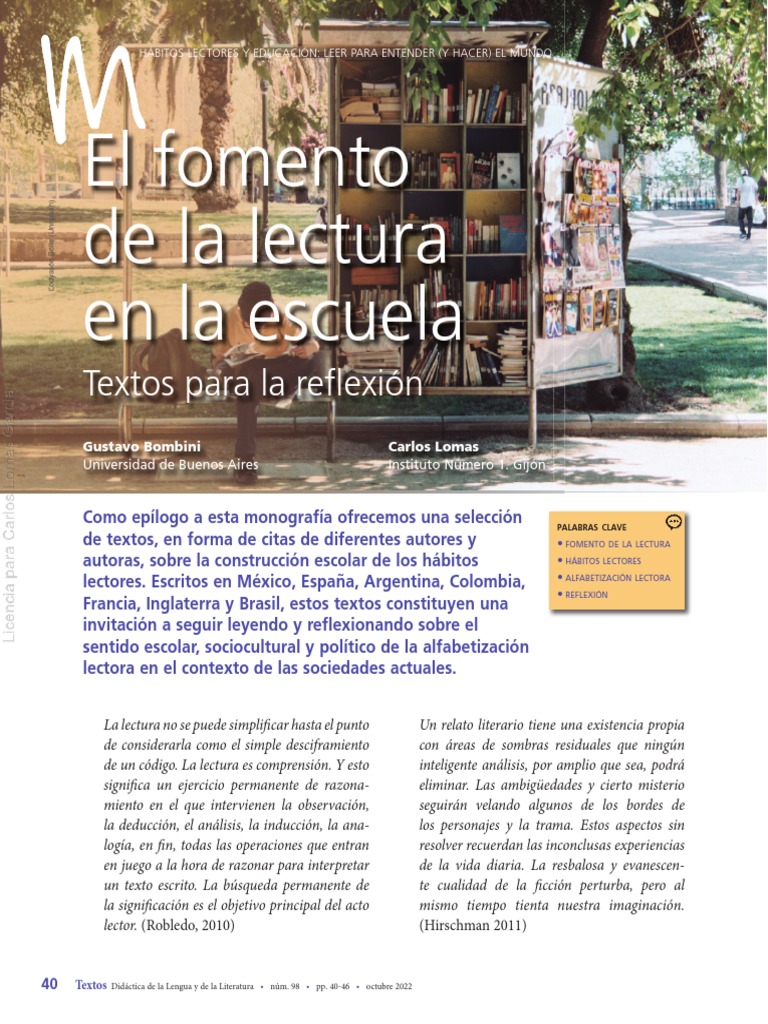 El Fomento De La Lectura En La Escuela Tx098153207 Pdf Literatura