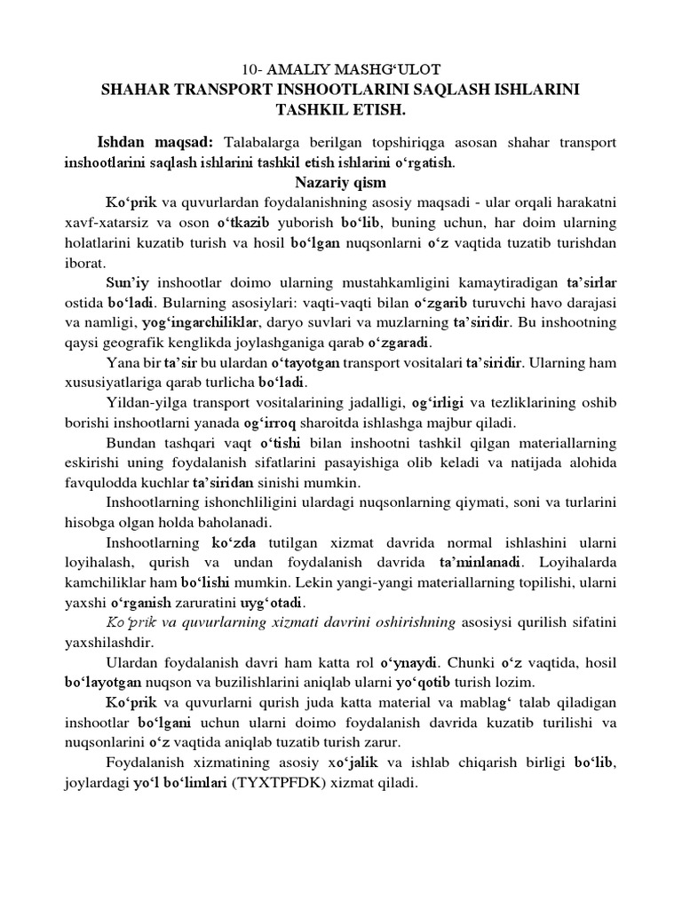 10 - Amaliy Masht | PDF