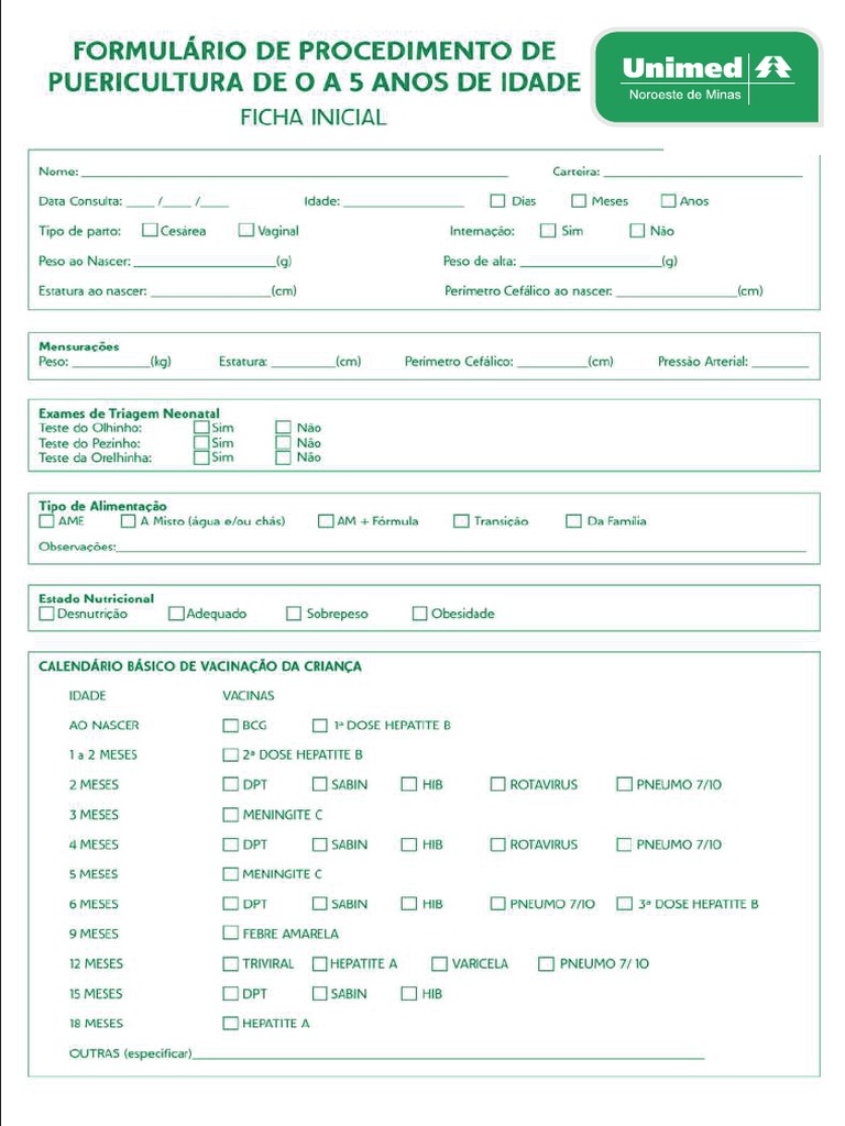 Formulário Puericultura | PDF