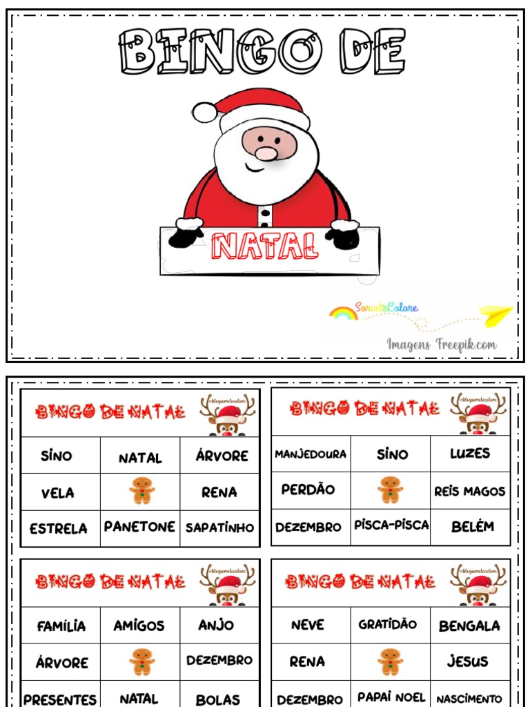 Bingo de Natal para Imprimir Grátis | PDF | Natal | Papai Noel