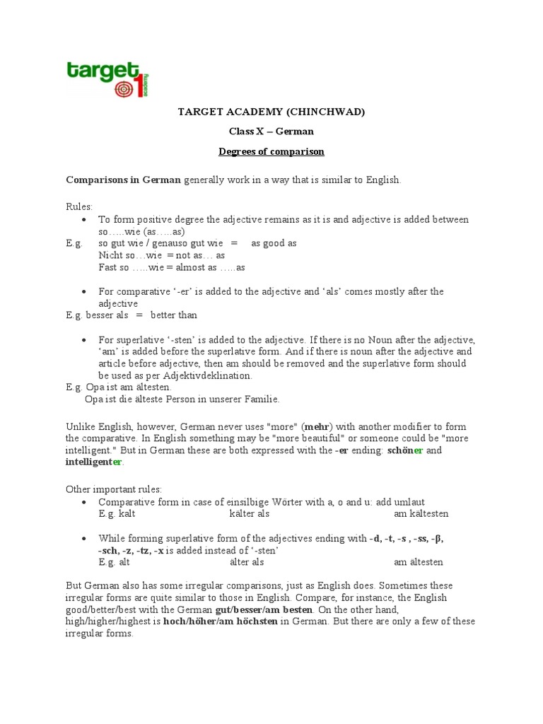 Comparing Degrees in German: A Guide to Forming Comparatives and ...