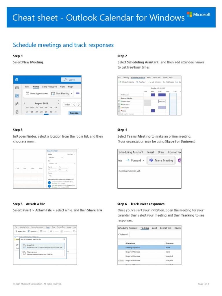 MS CheatSheet OutlookCalendarforWindows | PDF | Microsoft Outlook ...