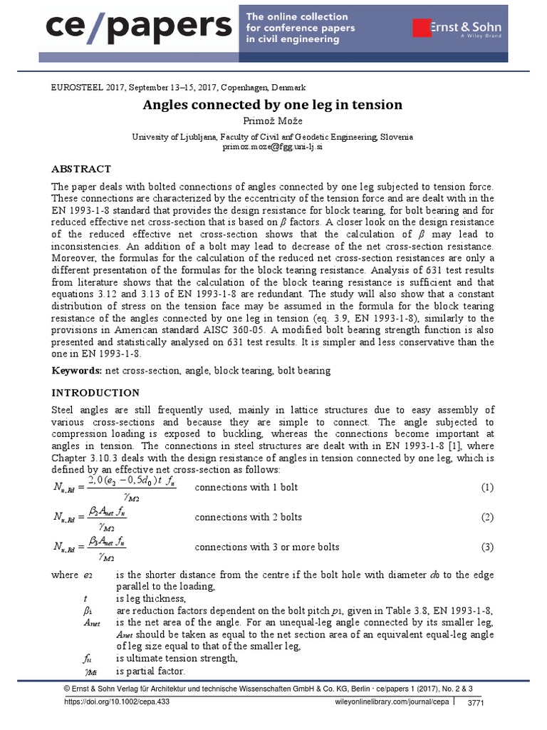 Angles Connected by One Leg in Tension | PDF | Deformation (Engineering ...