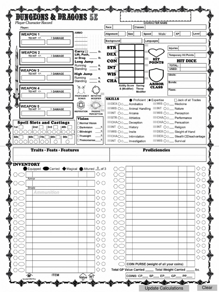 DND 5E Character Folio | PDF